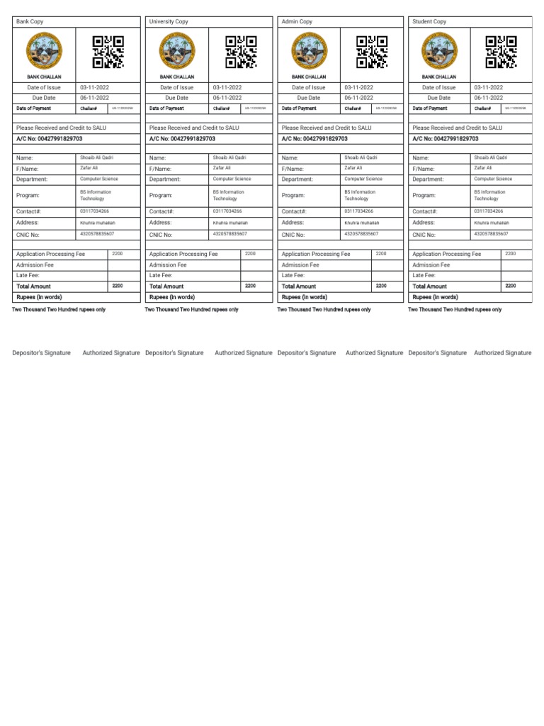 Payment Receipt for University Application Processing Fee | PDF ...