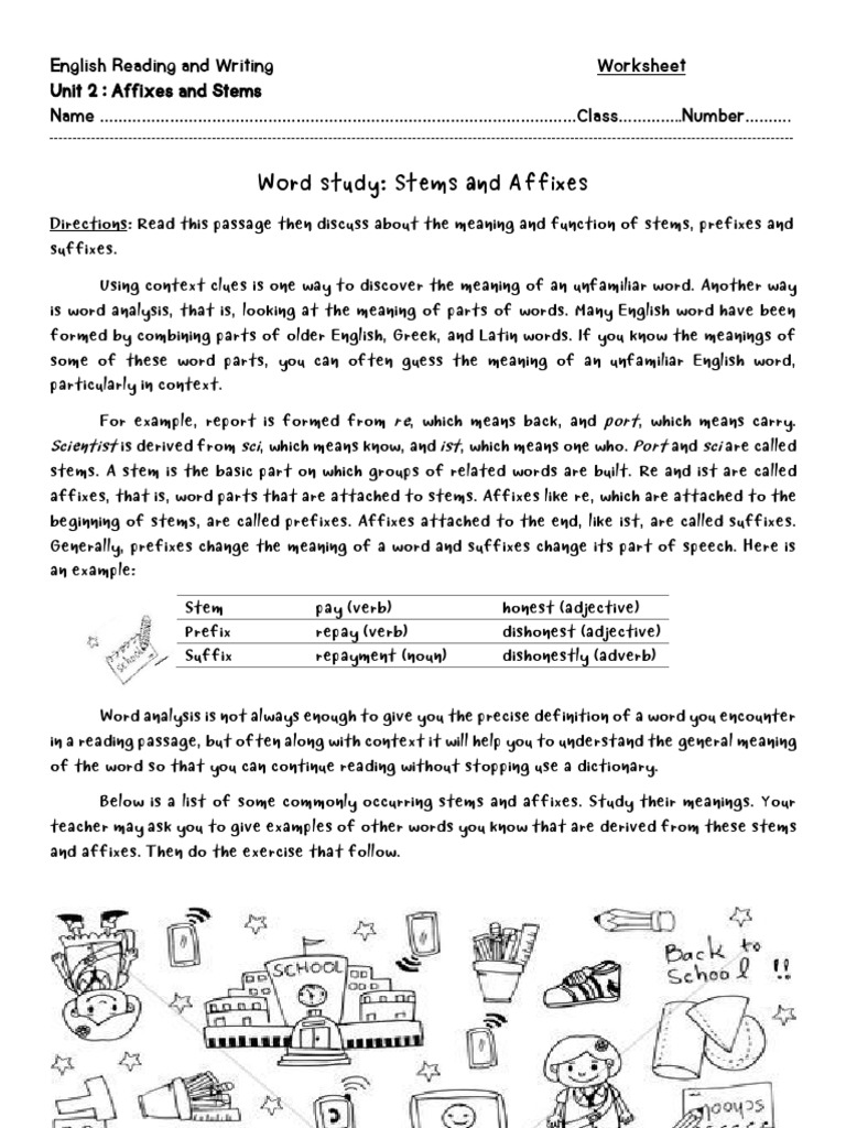 Unit 2 Stems and Affixes 65 | PDF | Word | English Language