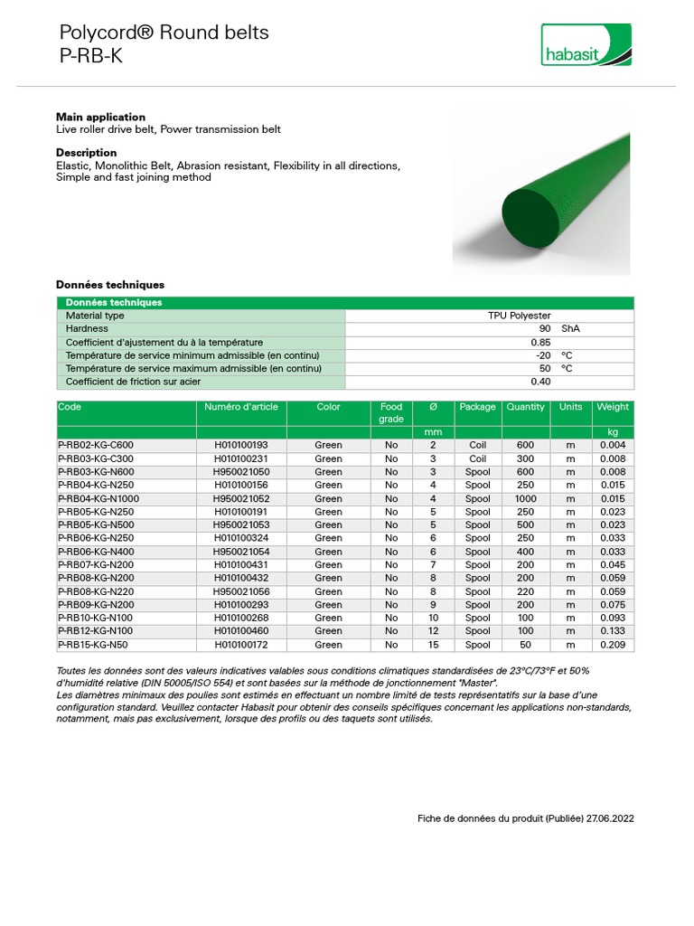 Polycord® Round Belts P-RB-K | PDF | Technologie et ingénierie