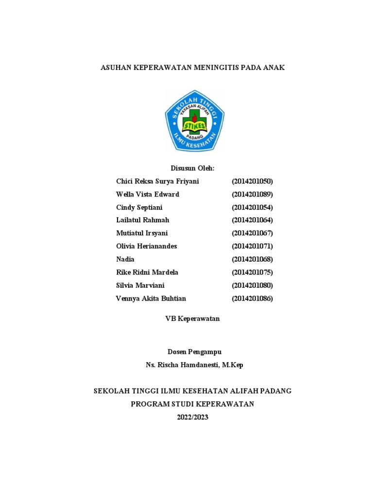 Askep Meningitis Pada Anak Kelompok 2 | PDF
