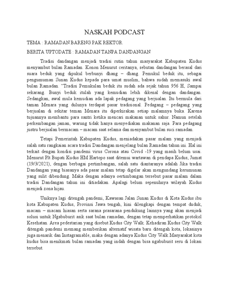 Naskah Podcast Dandangan | PDF
