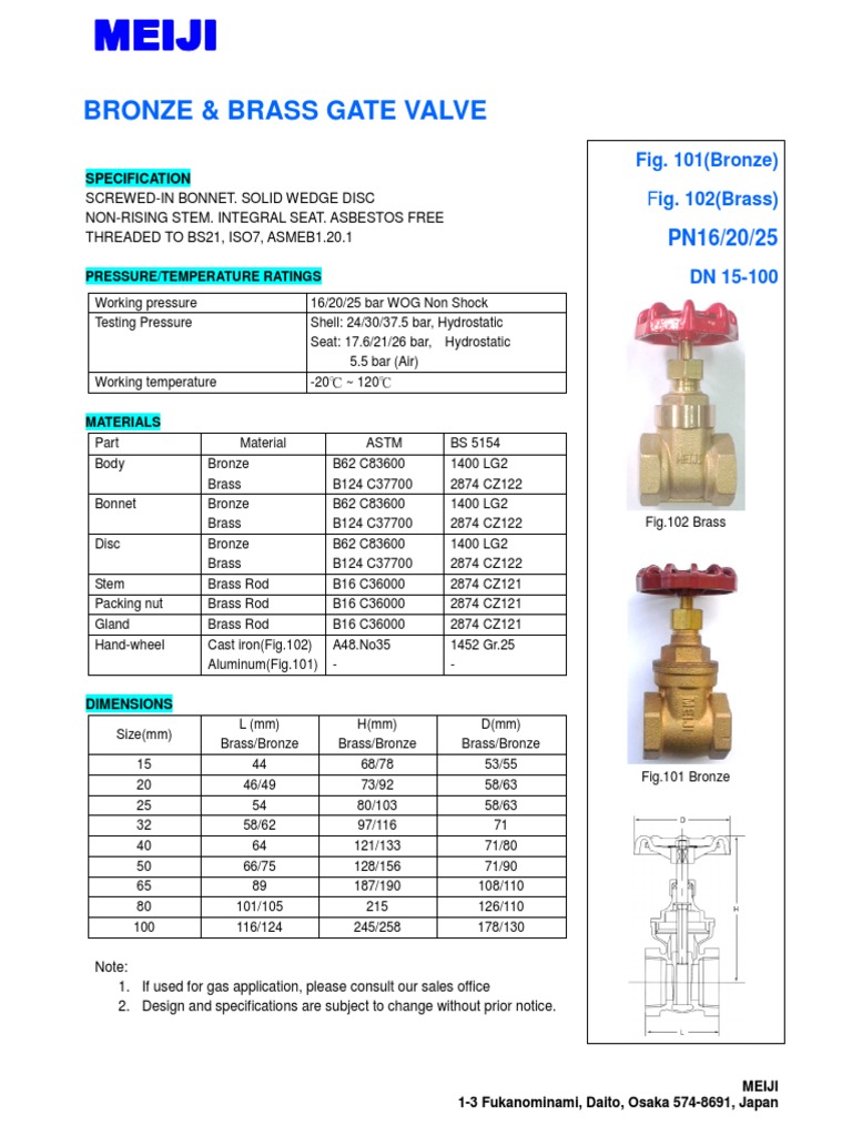 Fig.101-102 Bronze & Brass Gate Valve | PDF | Valve | Building Engineering