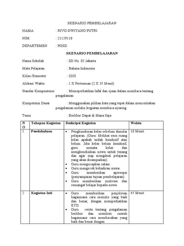 Skenario Pembelajaran | PDF