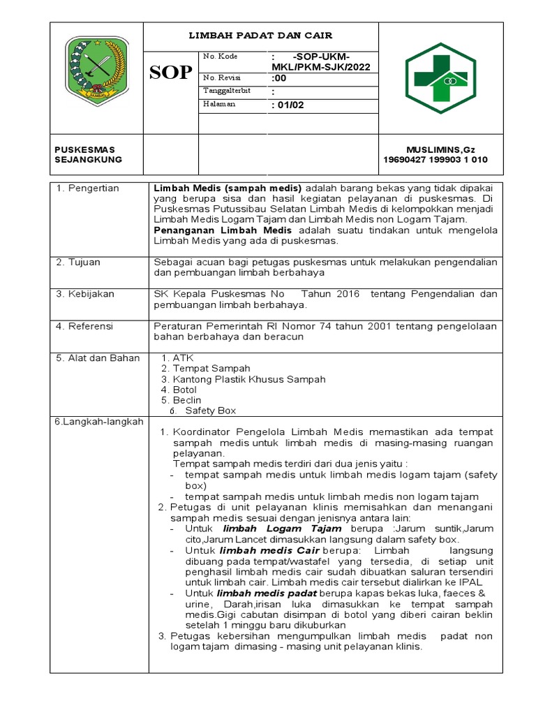 SOP LIMBAH PADAT DAN CAIR.a | PDF