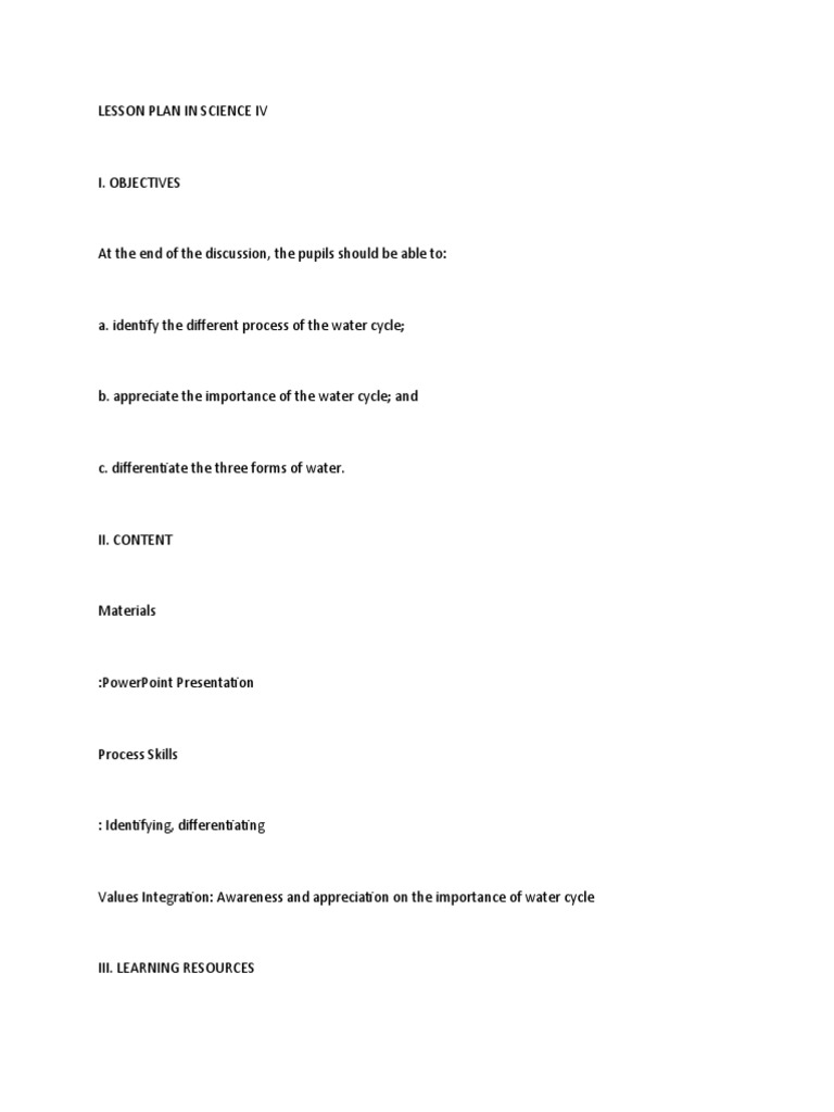 Lesson Plan In-Wps Office | PDF | Water | Water Cycle