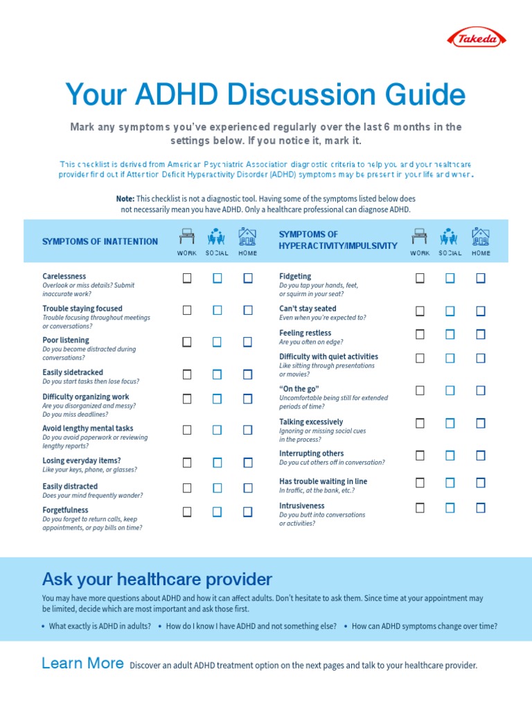 Symptom Checklist | PDF | Attention Deficit Hyperactivity Disorder ...