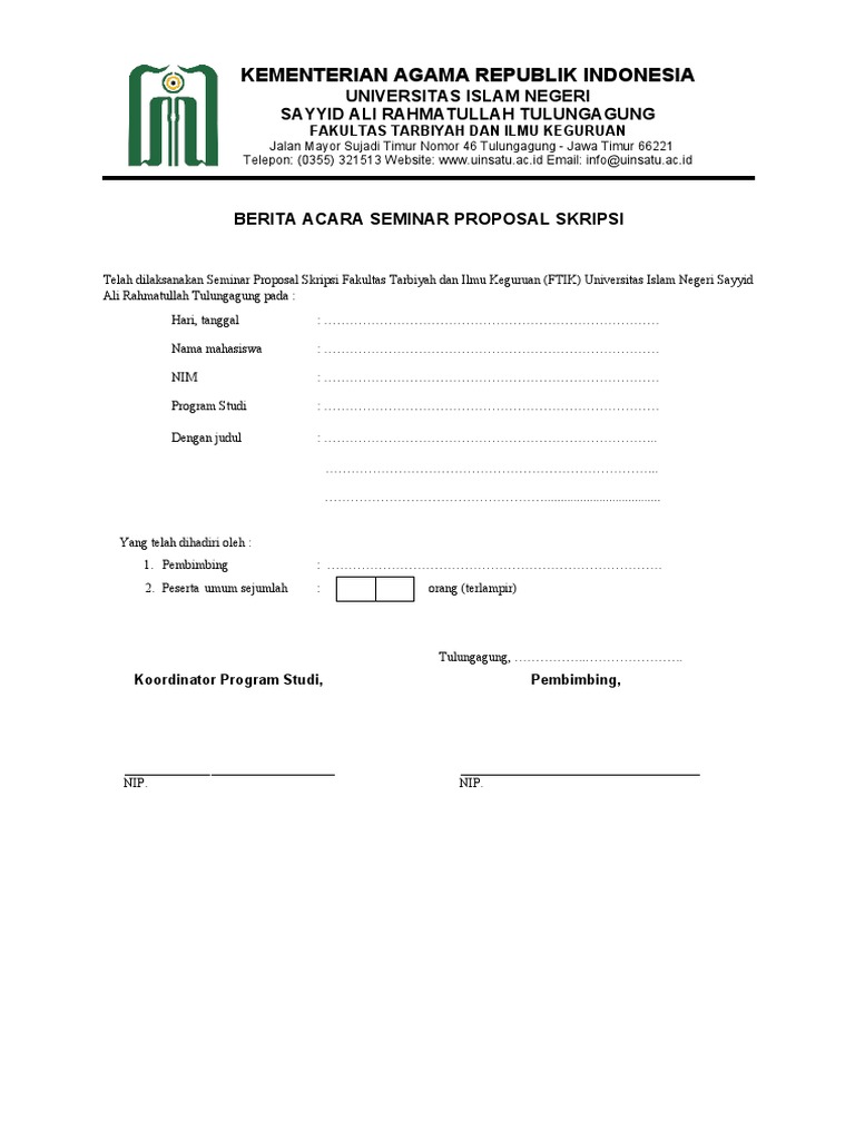 Berita Acara Seminar Proposal Skripsi | PDF