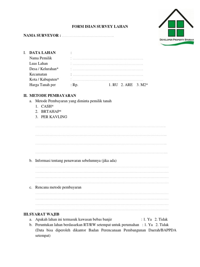 Lampiran Form Survey Lahan-1 | PDF