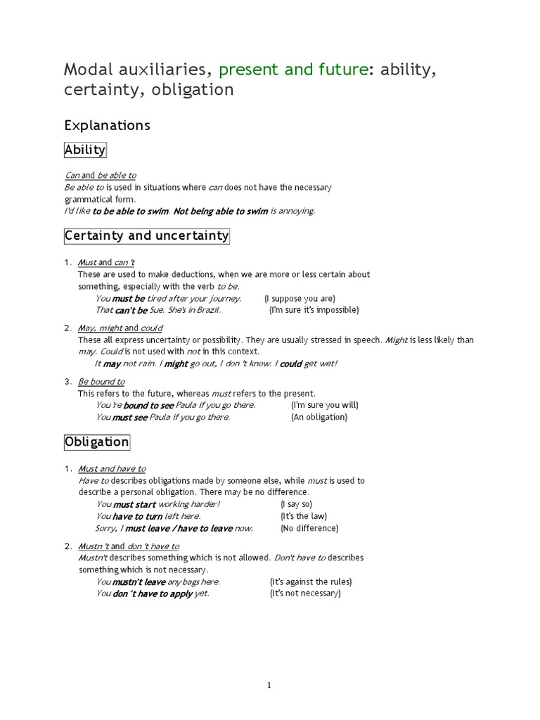 Modal Auxiliaries in the Past Tense: Explaining Ability, Certainty ...
