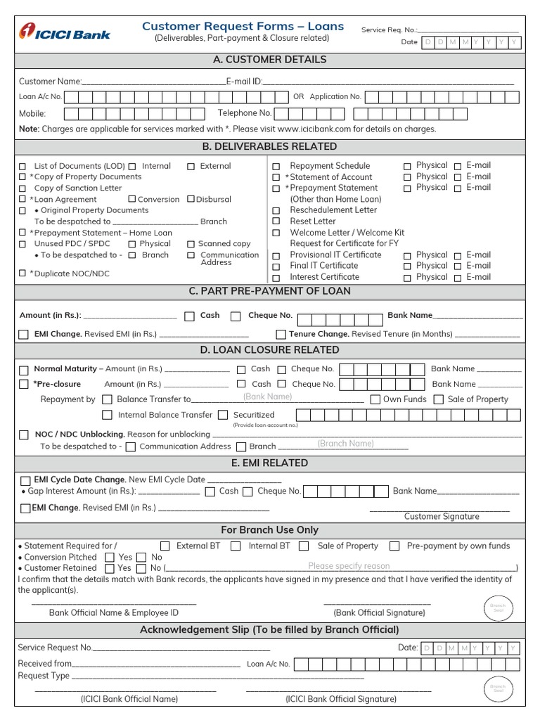Customer Request Forms - Loans | Download Free PDF | Banks | Cheque