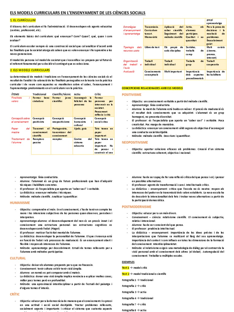 Els Models Curriculars | PDF