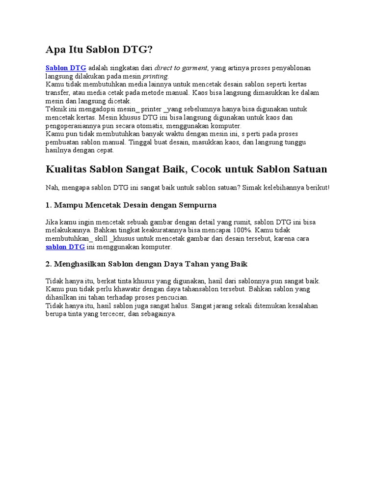 Apa Itu Sablon DTG | PDF