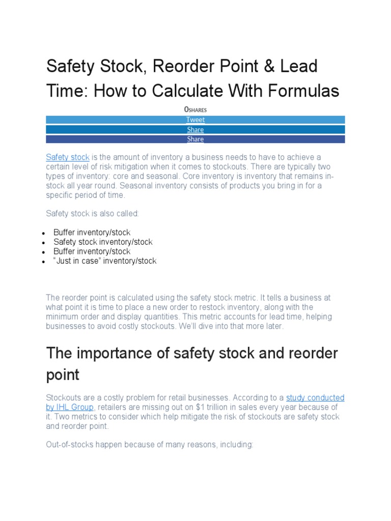 Safety Stock | PDF | Inventory | Supply Chain Management
