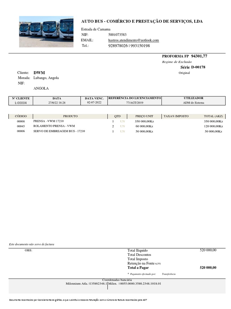 Modelo de Uma Proforma | Download grátis PDF | Economias | Pagamentos