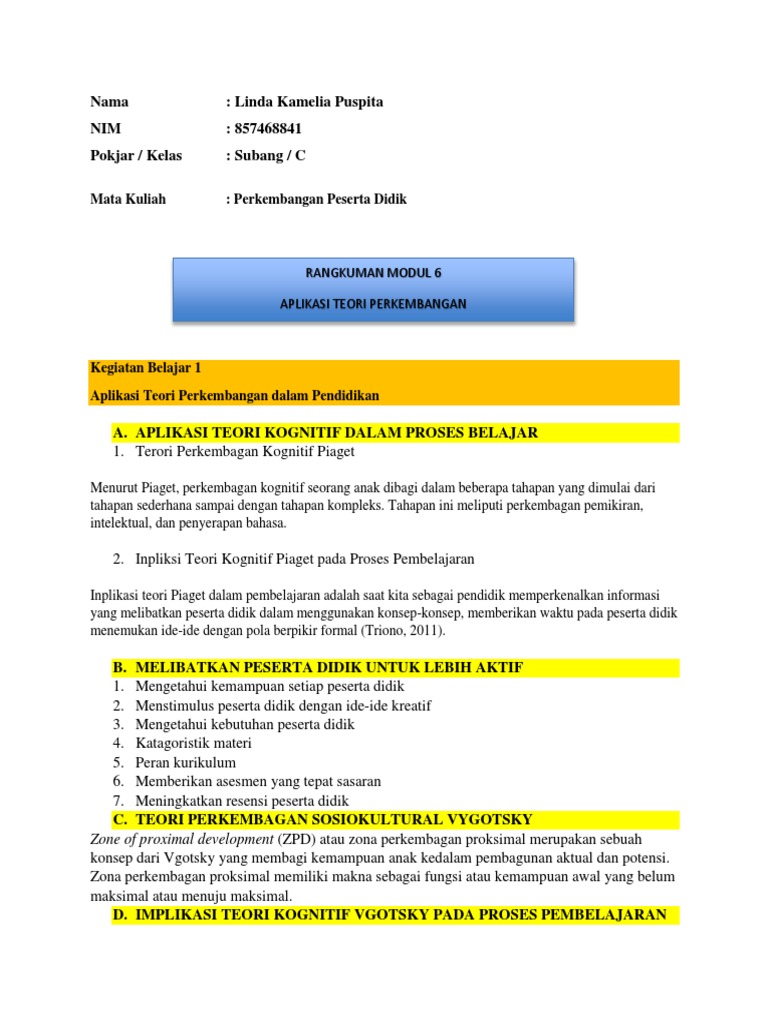 Resume Dan Peta Konsep PPD Modul 6 - Linda Kamelia Puspita - 857468841 | PDF