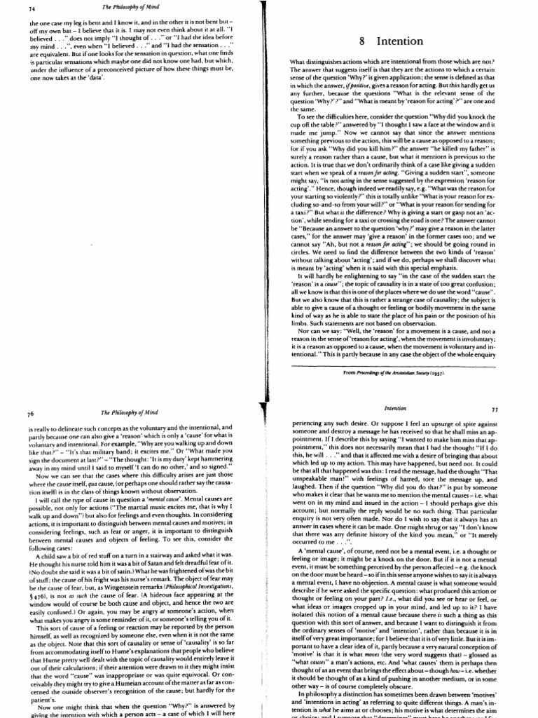 Anscombe Intention | PDF | Intention | Causality