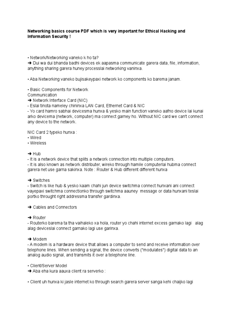 Networking Basics Course PDF Which Is Very Important For Ethical ...