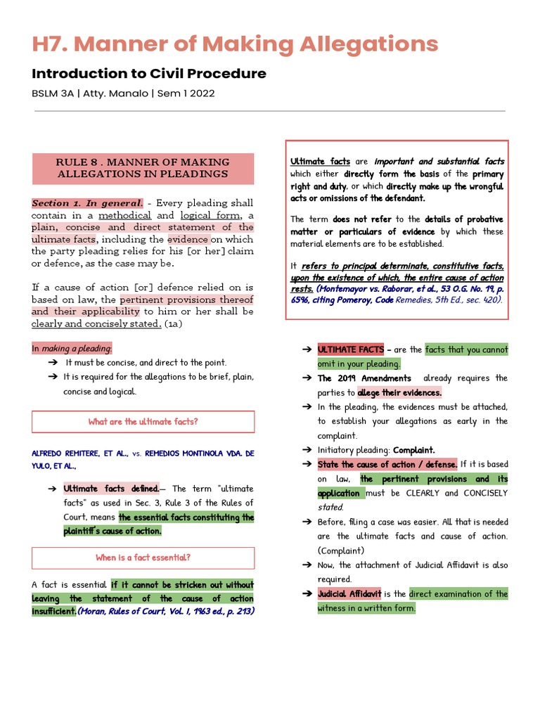Effect of Failure To Plead Civil Procedure | PDF | Cause Of Action ...