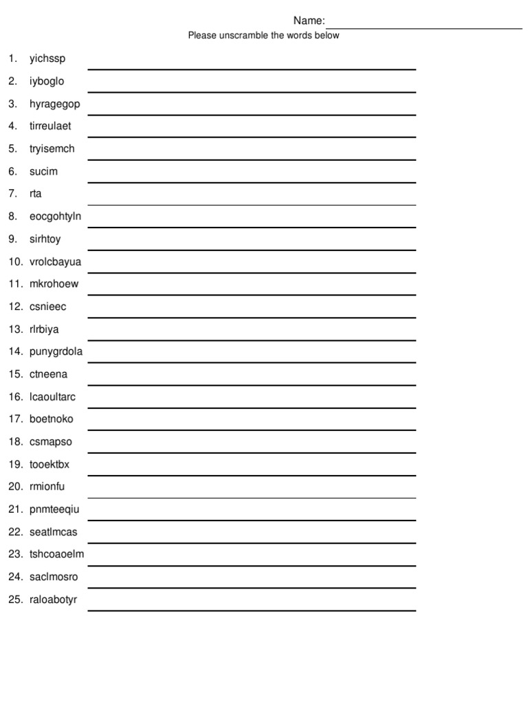 Word Scramble 2 | PDF