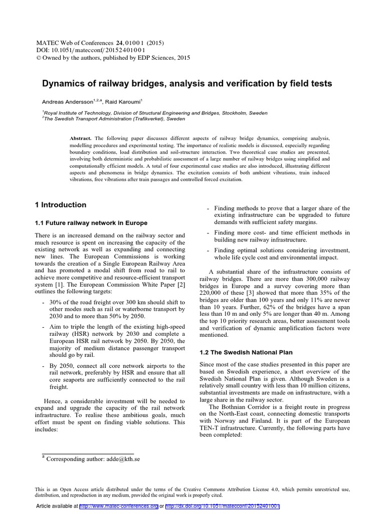 Railway Bridge Dynamics Analysis and Testing | PDF | Bridge | High ...