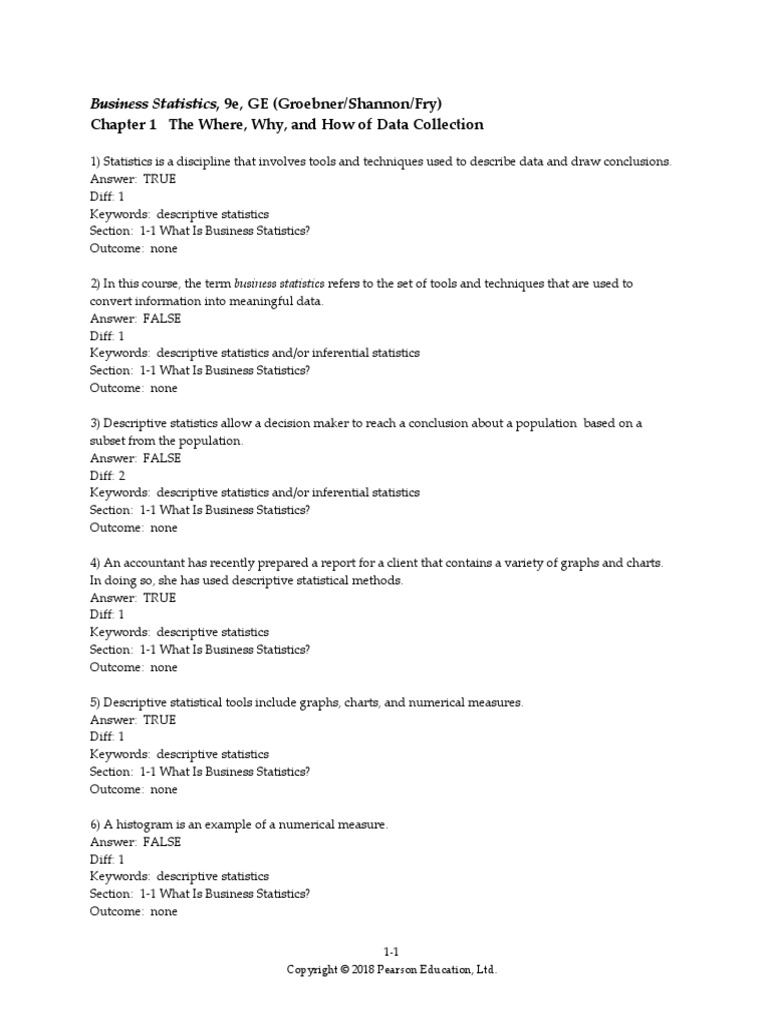 Business Statistics,: 9e, GE (Groebner/Shannon/Fry) Chapter 1 The Where, Why, and How of Data ...