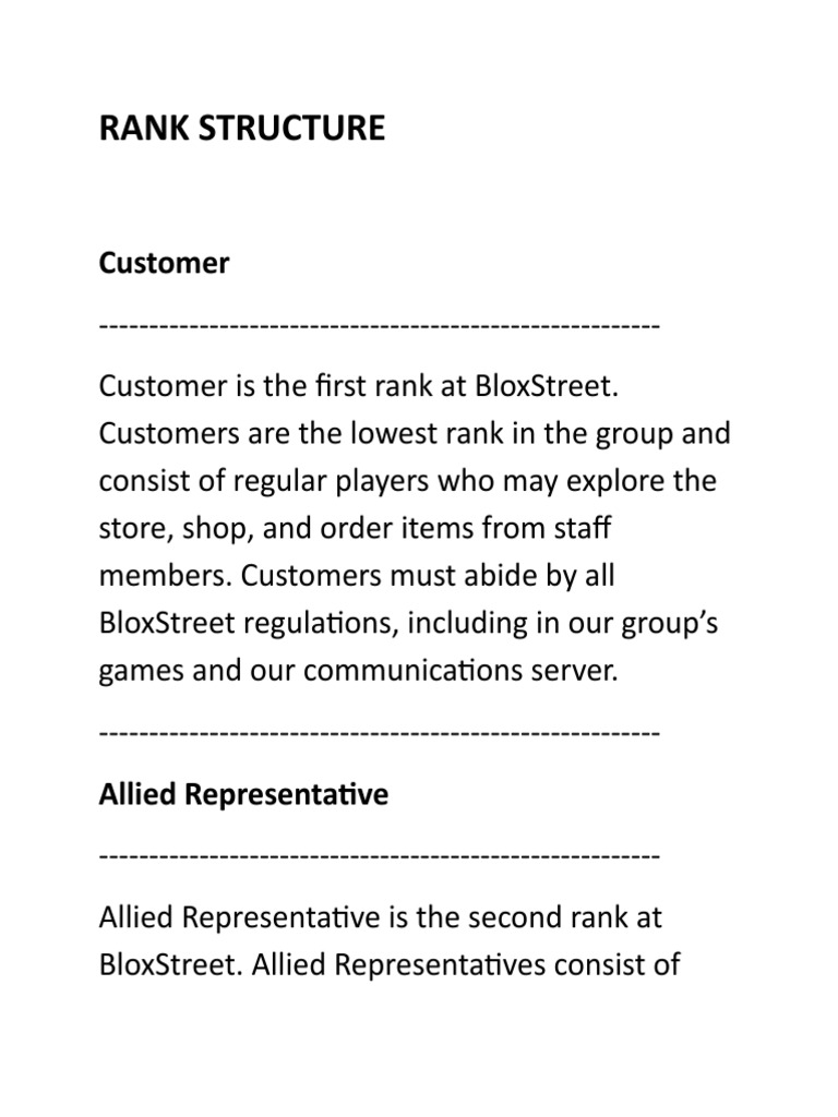 BloxStreet Rank Structure | PDF