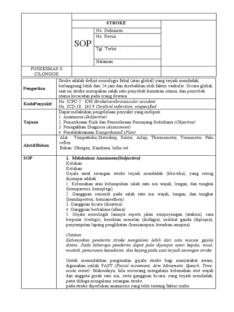 SOP Stroke | PDF