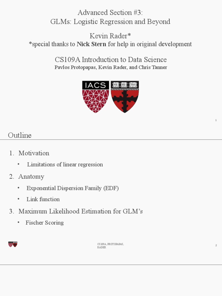 Asec3 2020 Slides GLM | PDF | Logistic Regression | Statistical Theory