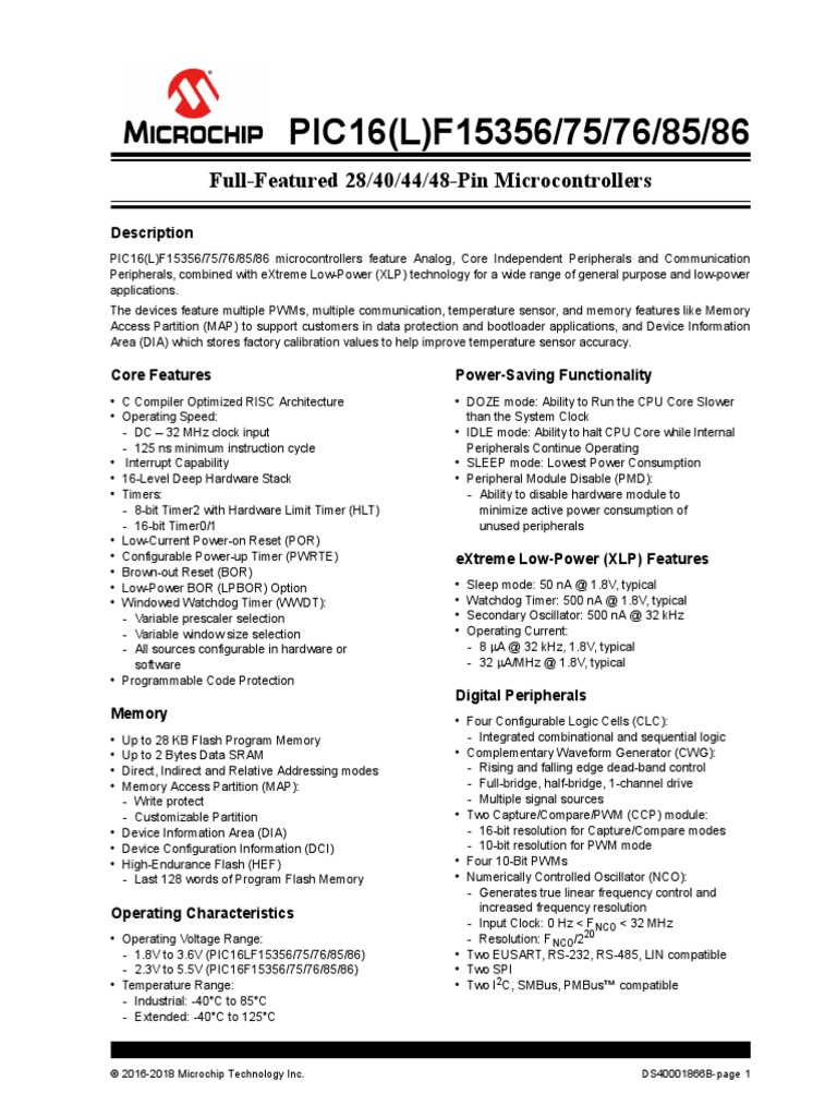 PIC16LF15376 Data Sheet | PDF | Electronic Oscillator | Microcontroller