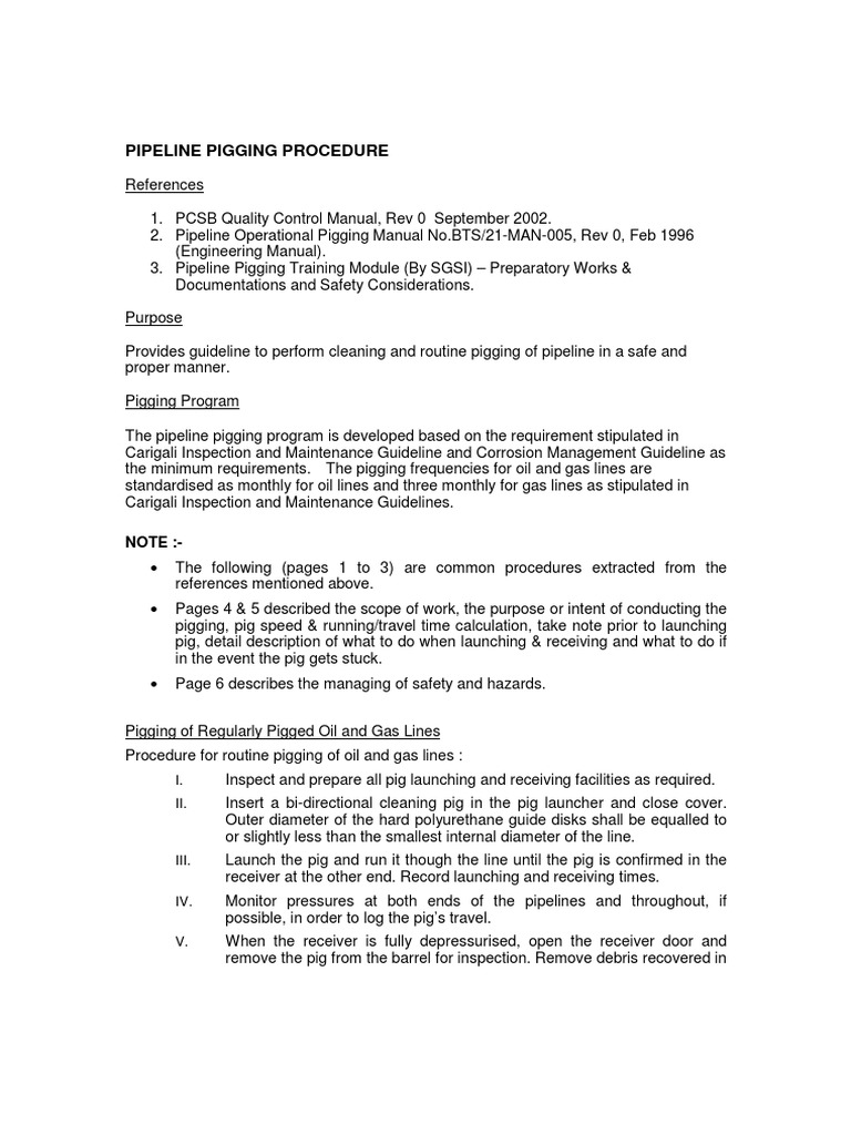 PCVL Pigging Procedure (RB-B To RB-A) | PDF | Pipeline Transport | Valve