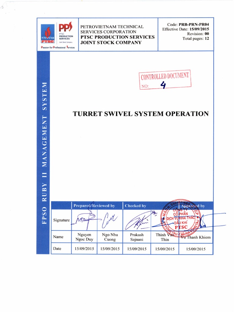 Turret Swivel System Operation (Rev.00) | PDF | Pipe (Fluid Conveyance ...