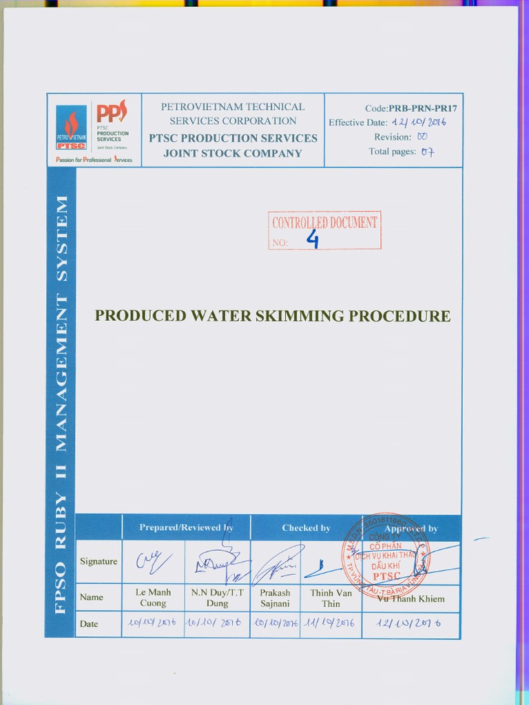 Produced Water Skimming Procedure | PDF | Water