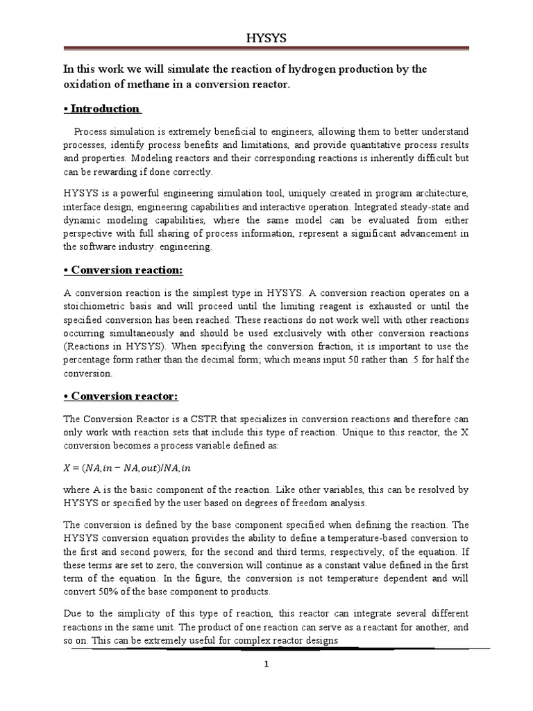 HYSYS | PDF | Chemical Reactions | Hydrogen