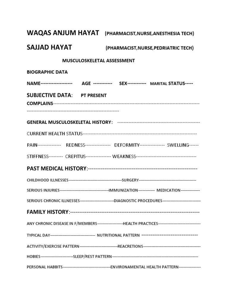 Musculoskeletal Assessment by Waqas Anjum | PDF | Anatomical Terms Of Motion | Diseases And ...