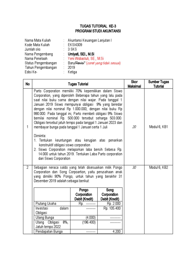 Tugas Tutorial Ke 3 Akl | PDF | Pengelolaan Keuangan & Uang