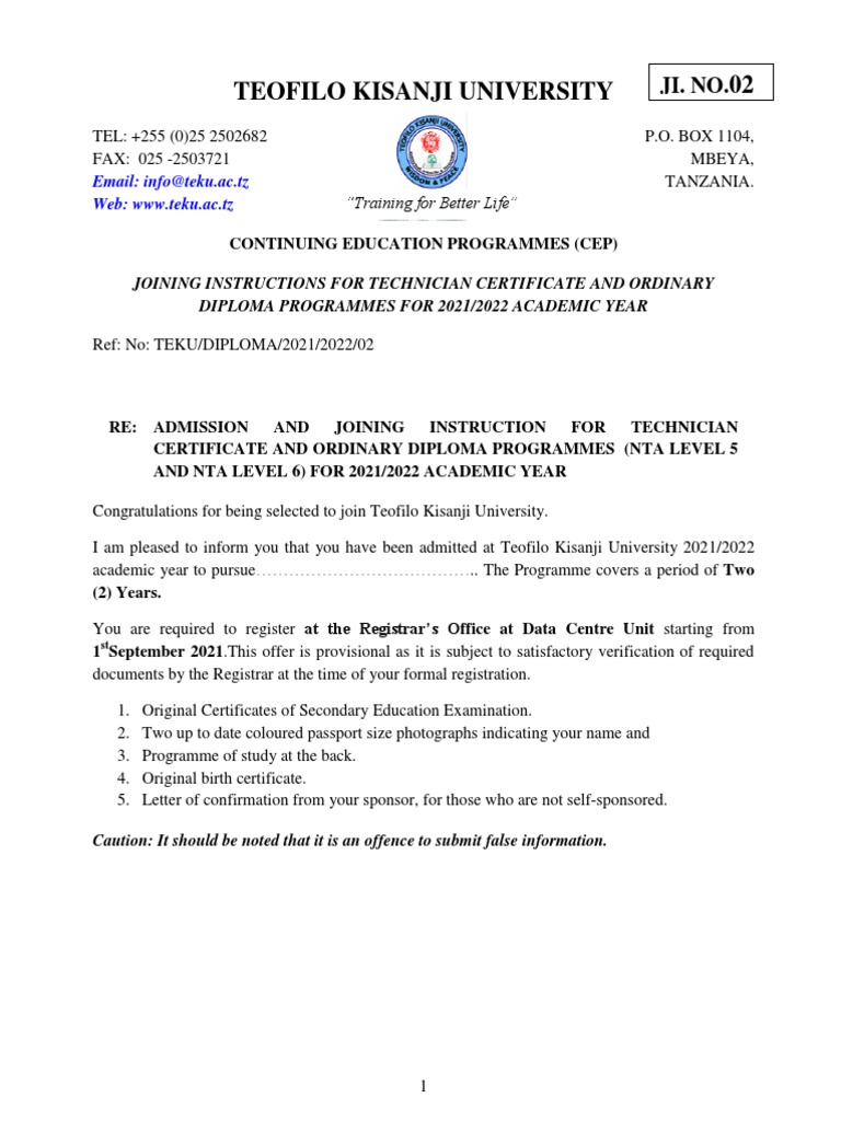 Diploma Joining Instruction | PDF | Fee | Banks