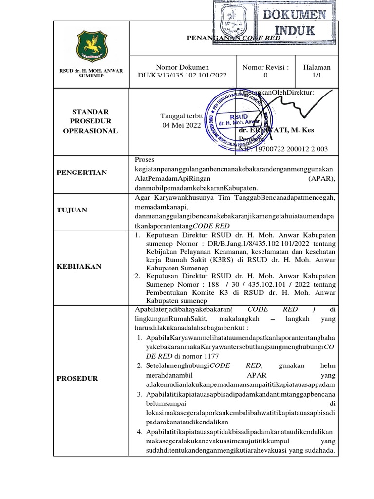 13 SOP Penanganan Code Red Atau Bencana Kebakaran | PDF