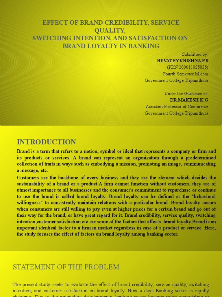 PG Project PPT (Revathykrishna PS) | PDF | Brand | Customer Satisfaction