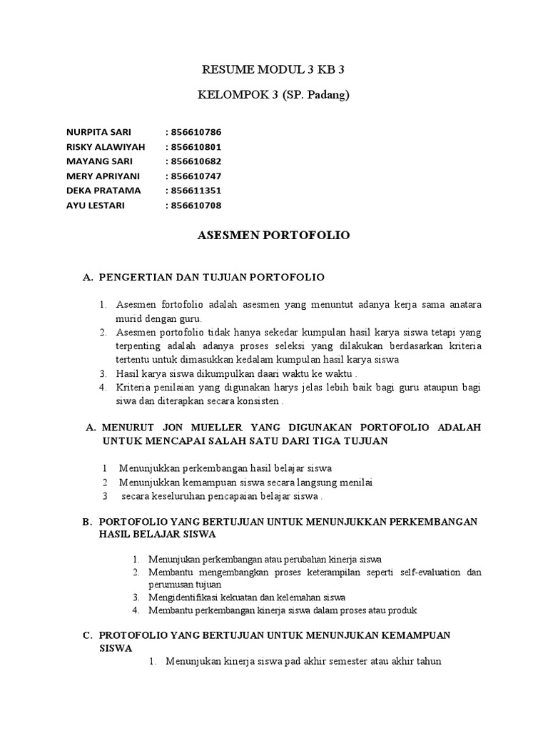Resume Evaluasi Modul 3 KB 3 Kelompok 3 SP Padang | PDF