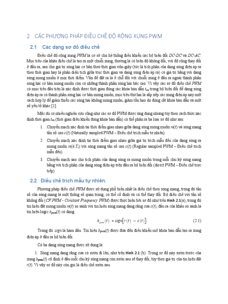 Ch2 Các Phương Pháp Điều Chế Độ Rộng Xung Pwm | PDF