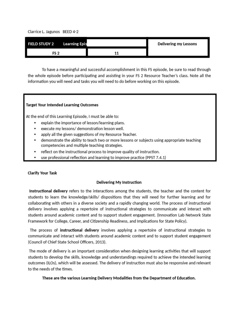 Fs 2 Episode 11 | PDF | Learning | Distance Education