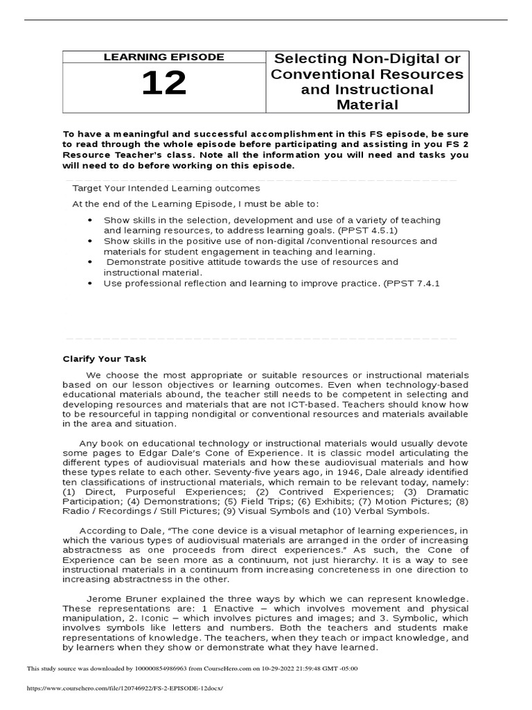 Fs 2 Episode 12 | PDF | Learning | Teaching Method