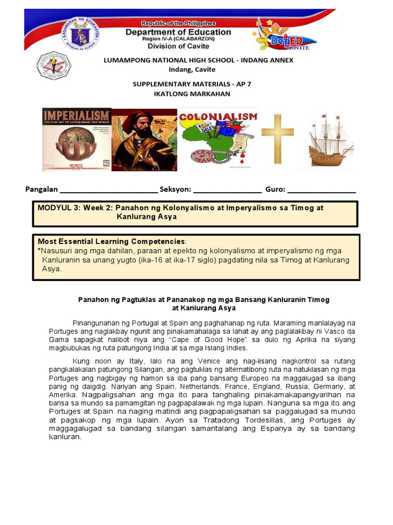 Week 2 Supp Mat AP7 3rd Q | PDF