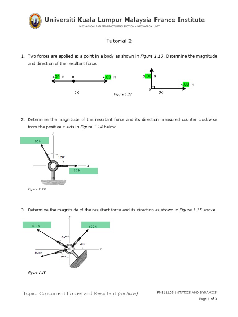 Tutorial 2 | PDF | Force | Applied And Interdisciplinary Physics