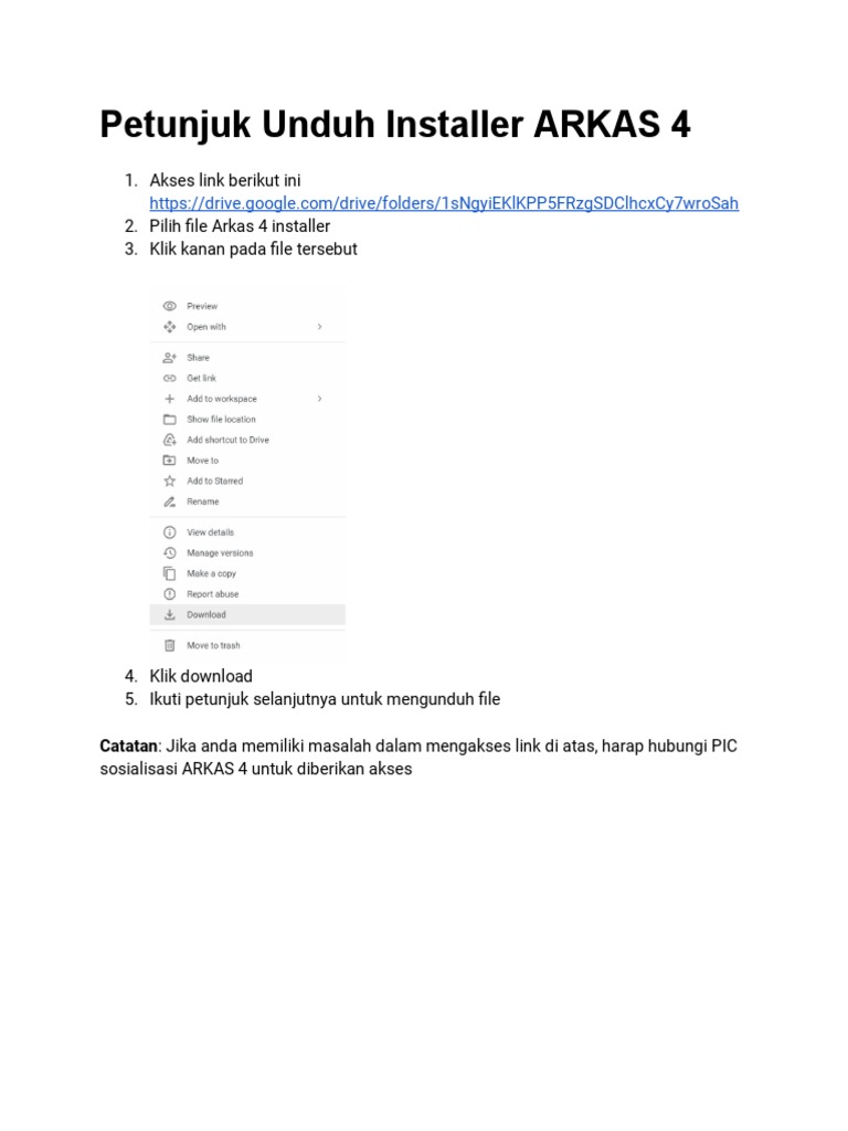 Petunjuk Unduh Installer ARKAS 4 | PDF | Pengembangan Diri