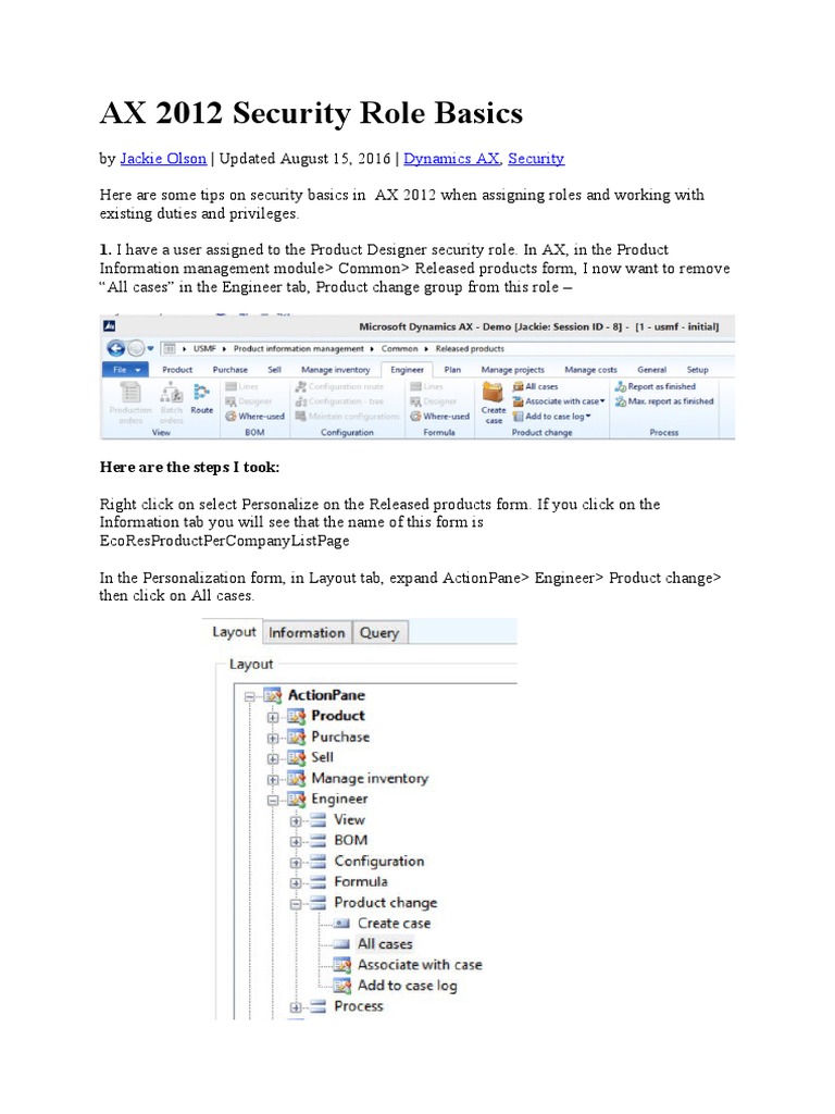 AX 2012 Security Role Basics | PDF | Information Technology Management | Computer Architecture