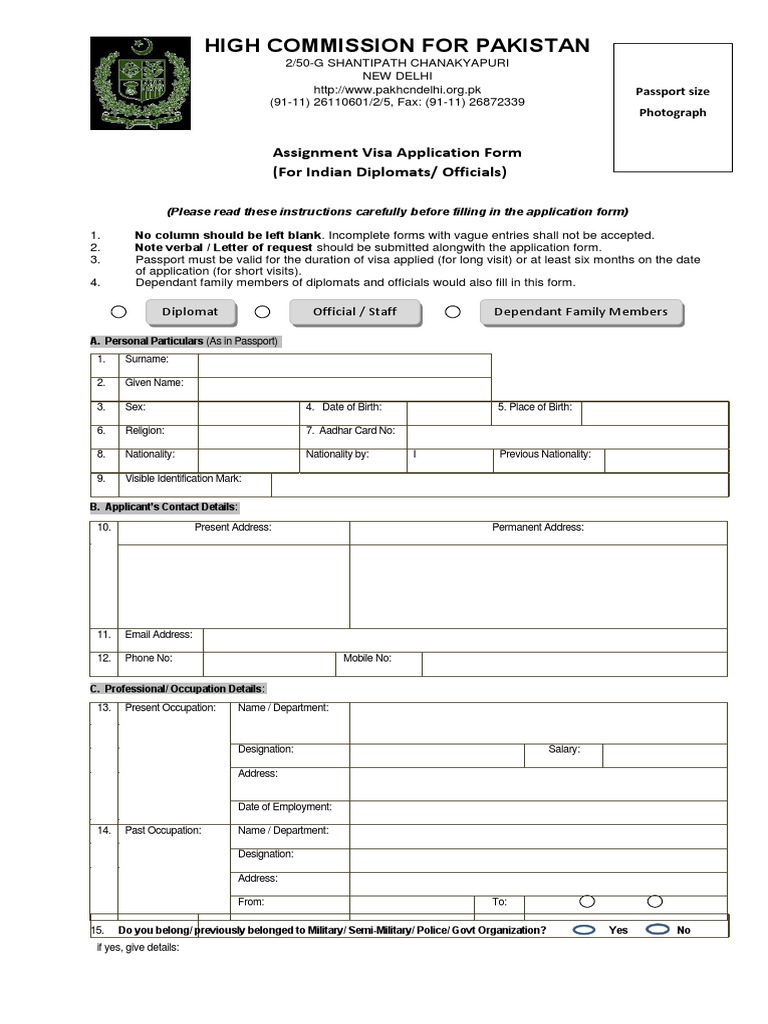 Diplomatic Official Visa Application Form Revised Aug 2021 | PDF ...