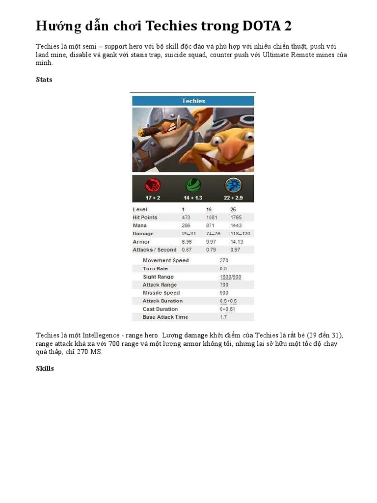 Hướng Dẫn Chơi Techies Trong DOTA 2 | PDF
