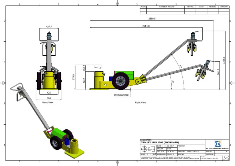 Trolley Jack 1506 Drawing | PDF | Technical Drawing