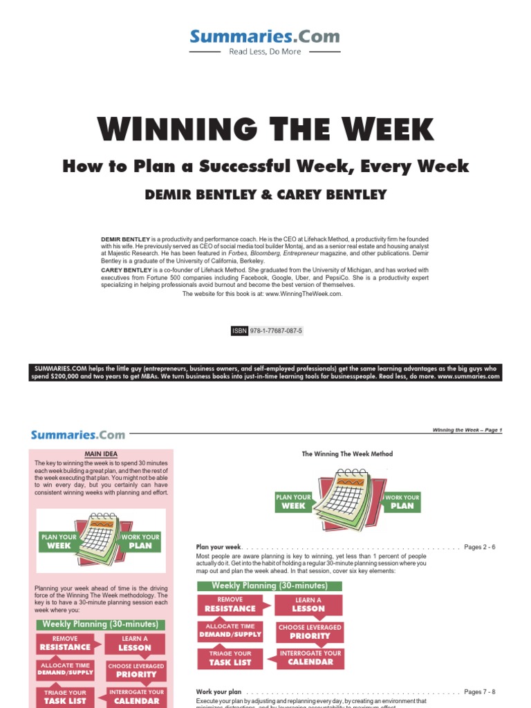 DEMIR BENTLEY & CAREY BENTLEY - Winning The Week Summary | PDF | Business